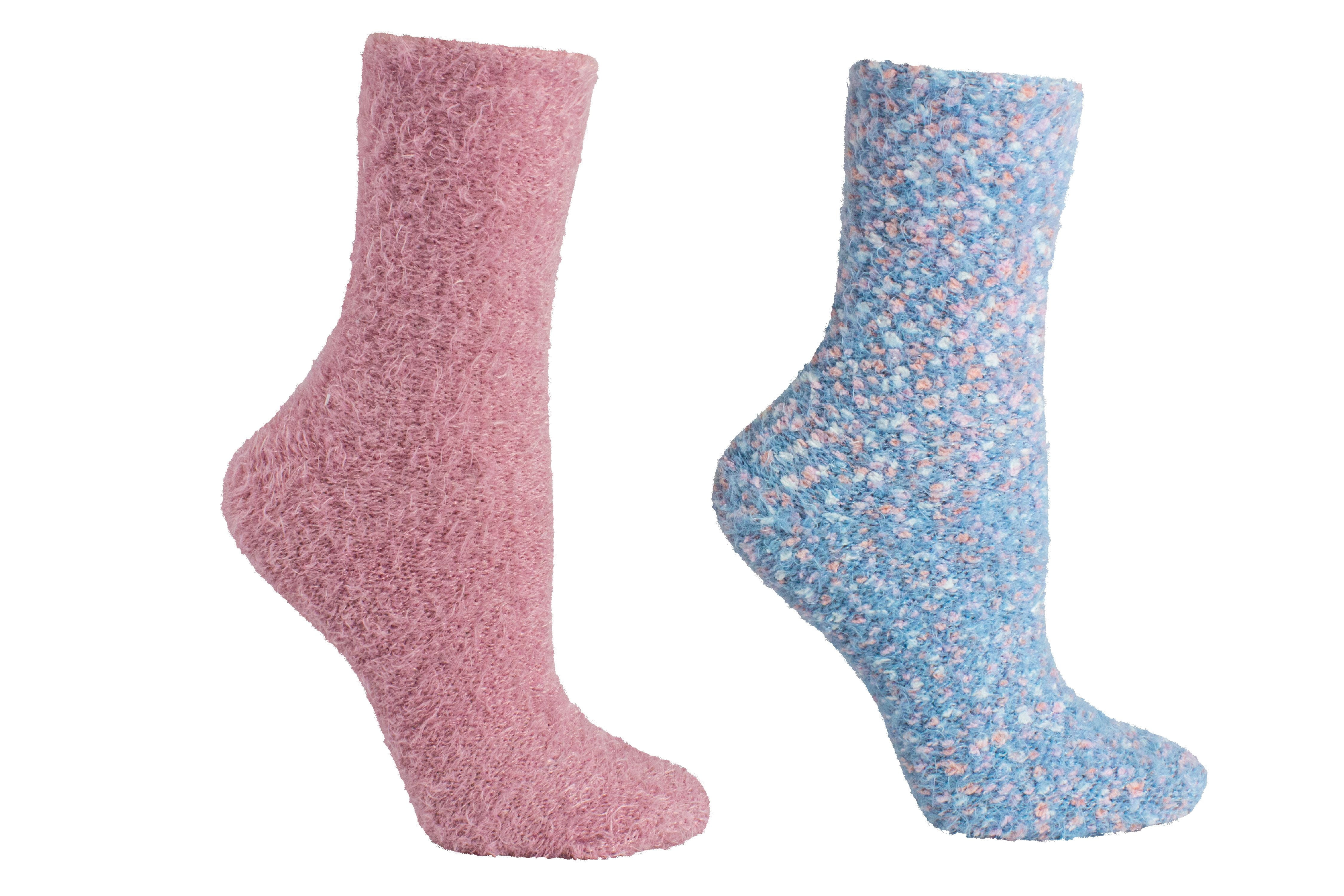 2 Pair Pack Fuzzy Lavender Infused Slipper Socks - Rose, One Size ...