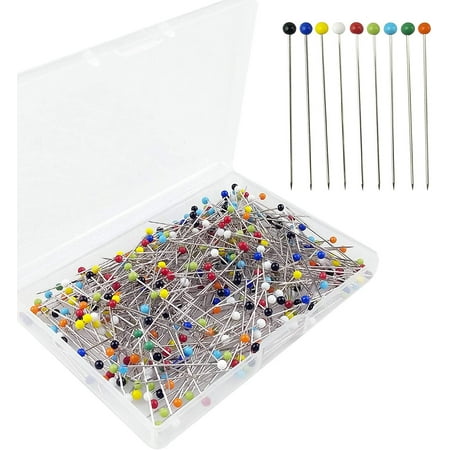 500 Count Sewing Pins, Glass Ball Head Pins, Multicolor Straight ...