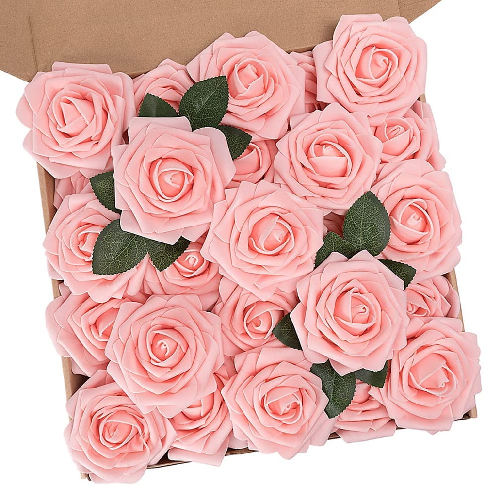25Pcs Artificial Flower Roses, Ivory Fake Rose Decoration, Real Foam ...