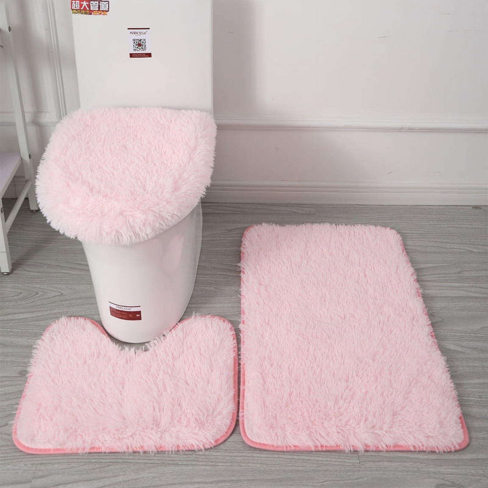 Click here for Solid Color Bathroom Mat Suit  Fluffy Bathroom Toi... prices