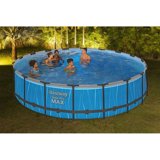 "Bestway Steel Pro MAX 18'x48"" Swimming Round Above Ground Pool with LED Light & Remote ...