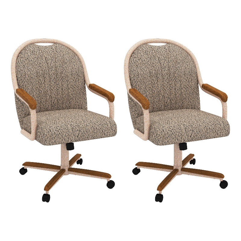 Chromcraft Douglas Swivel Dining Arm Chair In Chestnut And Light Sand