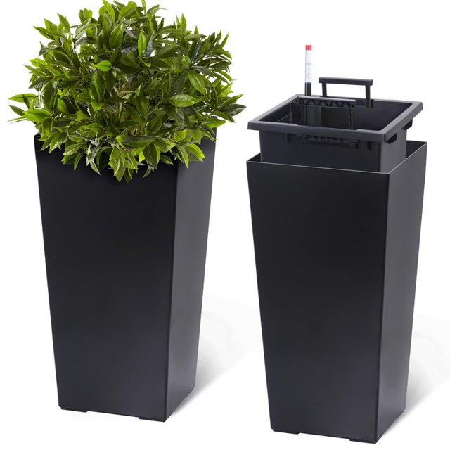 Set of 2 Tall 22.5" Planters – Outdoor & Indoor Flower Pots with ...