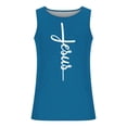 Blue Mens Vests Letter Floral Graphic Tops Vest for Man Boat Neck ...