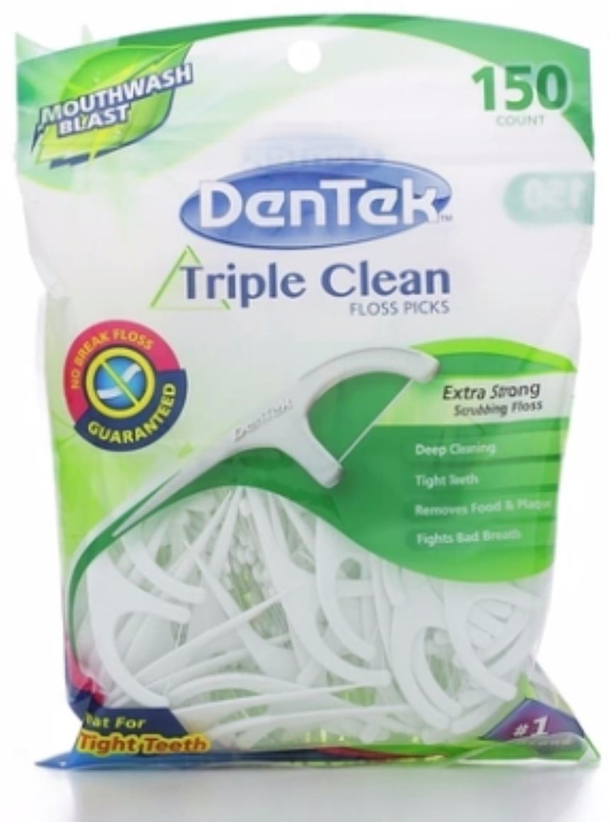 DenTek Triple Clean Floss Picks Fresh Mint 150 Each (Pack of 6 ...
