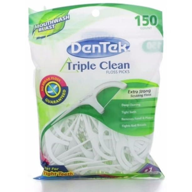 DenTek Triple Clean Floss Picks Fresh Mint 150 Each (Pack of 4 ...
