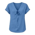 DeHolifer Womens Summer Tops Lace Up V Neck Lightweight Basic Cute ...