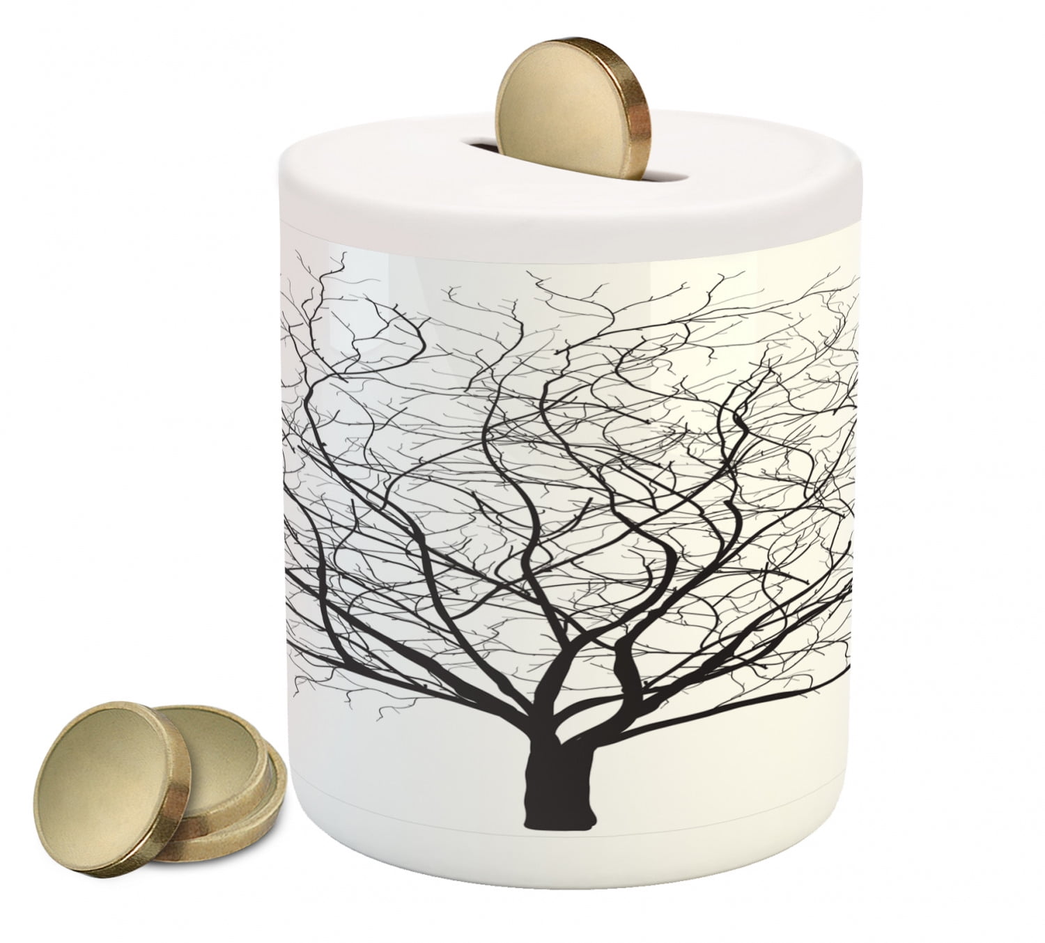 Tree Piggy Bank, Old Withered Oak Crown Without Leaves Tree Branches ...