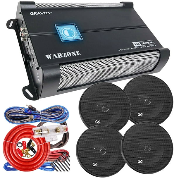 4x Infinity Alpha 6530 6.5" 580W Speaker + Gravity WZ1000.4 1000W 4-Ch ...