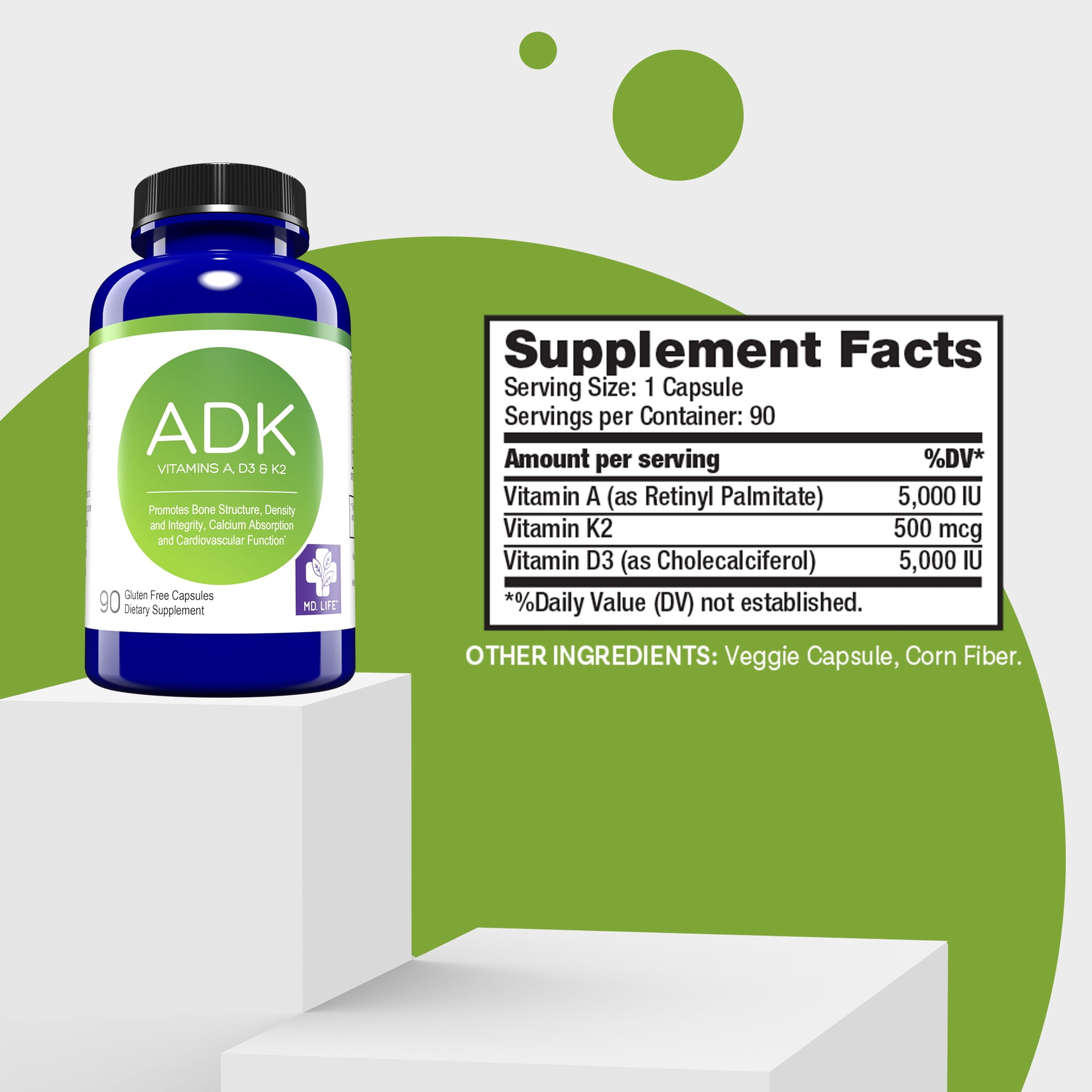 Buy MD. Life ADK Bone Health Support, Vitamin A, Vitamin D3 & Vitamin ...