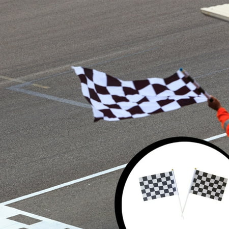 10 Pieces Checkered Flag Racing Printed Black Flags Vivid Color White ...