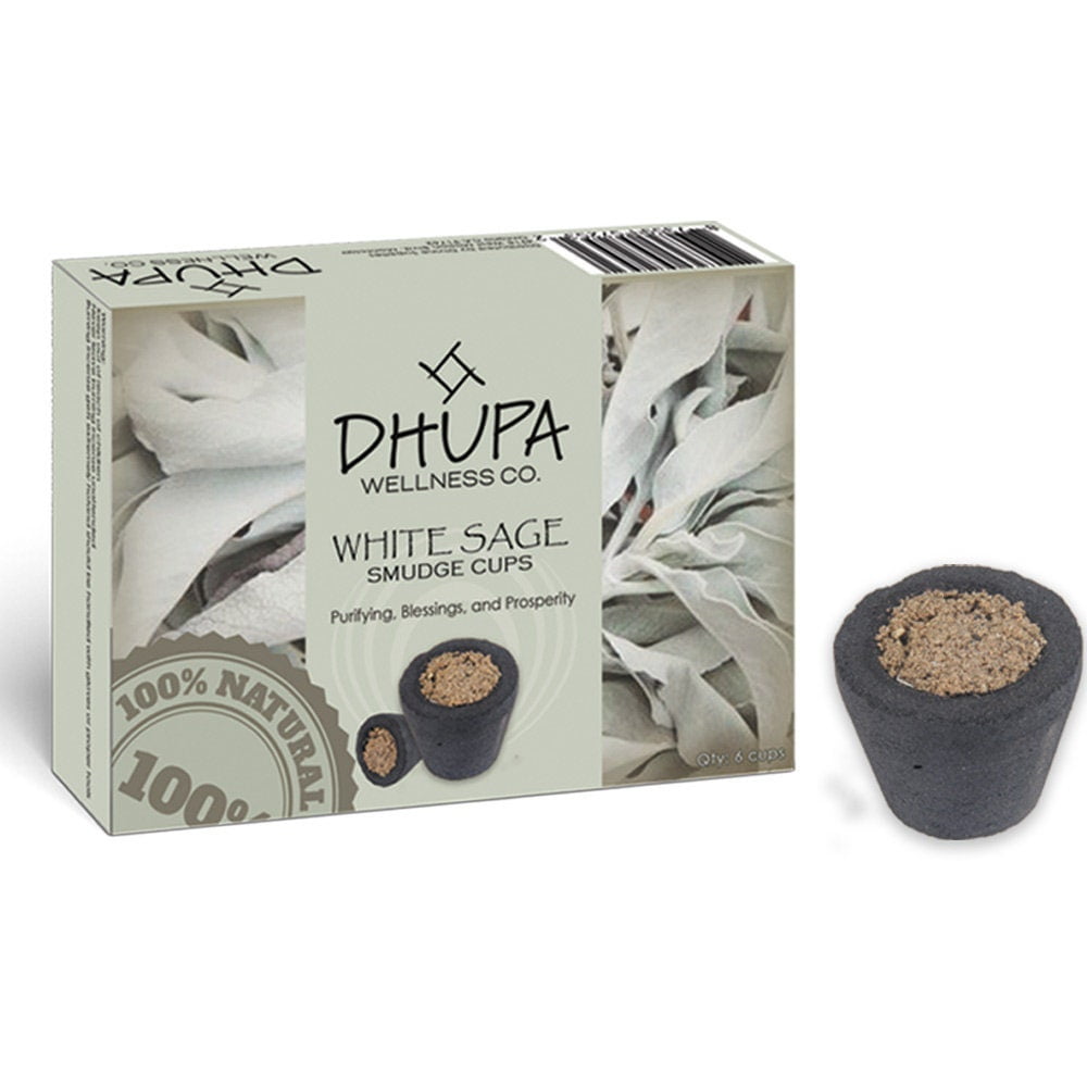Dhupa White Sage Natural Incense Smudge Cups | Organic Resin Smudge ...