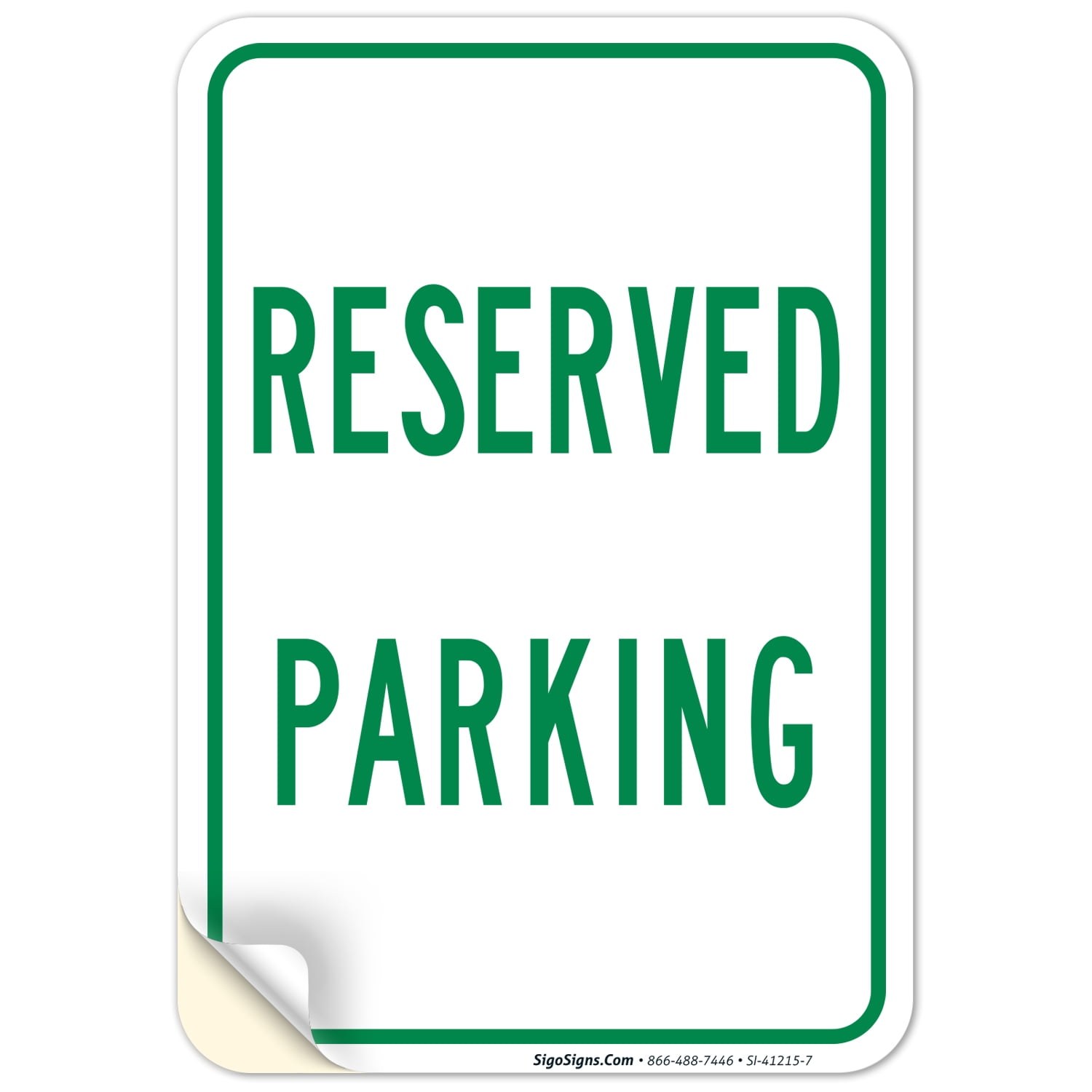Reserved Parking Green Sign, 10x7 Vinyl Sticker - Walmart.com
