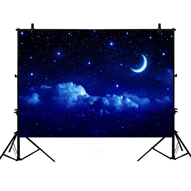 PHFZK 7x5ft Night Sky Backdrops, Starry Sky with Moon in Scenic ...