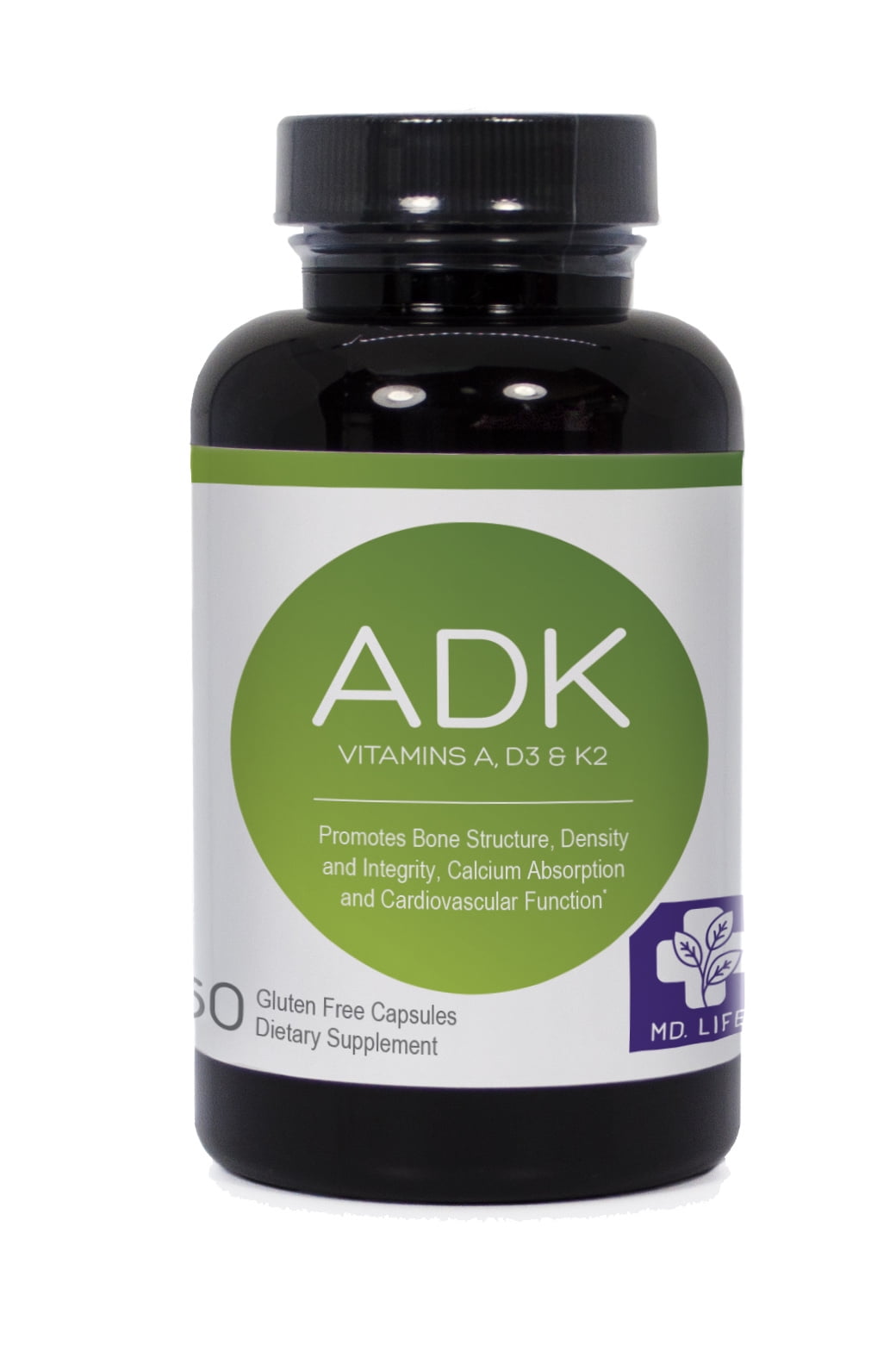 MD. Life ADK 60 Capsules A K2 D3 NON GMO, 60 Veg-Capsules - Walmart.com ...