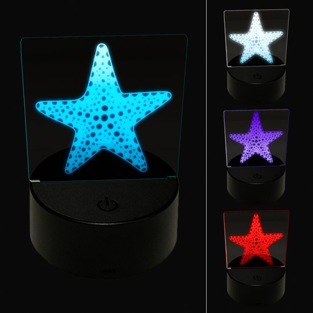 Detailed Starfish Ocean Beach LED Night Light Sign 3D Illusion Desk ...