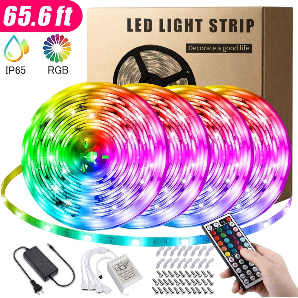Led Lights for Bedroom, 65.6ft RGB Led Light Strip 3528 Led Tape Lights ...