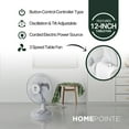 HomePointe Westpointe 12-Inch 3-Speed Oscillating Table Fan with Tilt ...