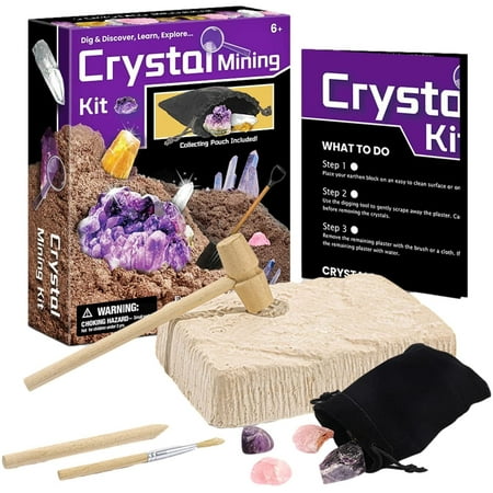 Crystal Mining Kit, Gemstone Dig Kit Excavate 5 Gem Treasures, Crystal ...