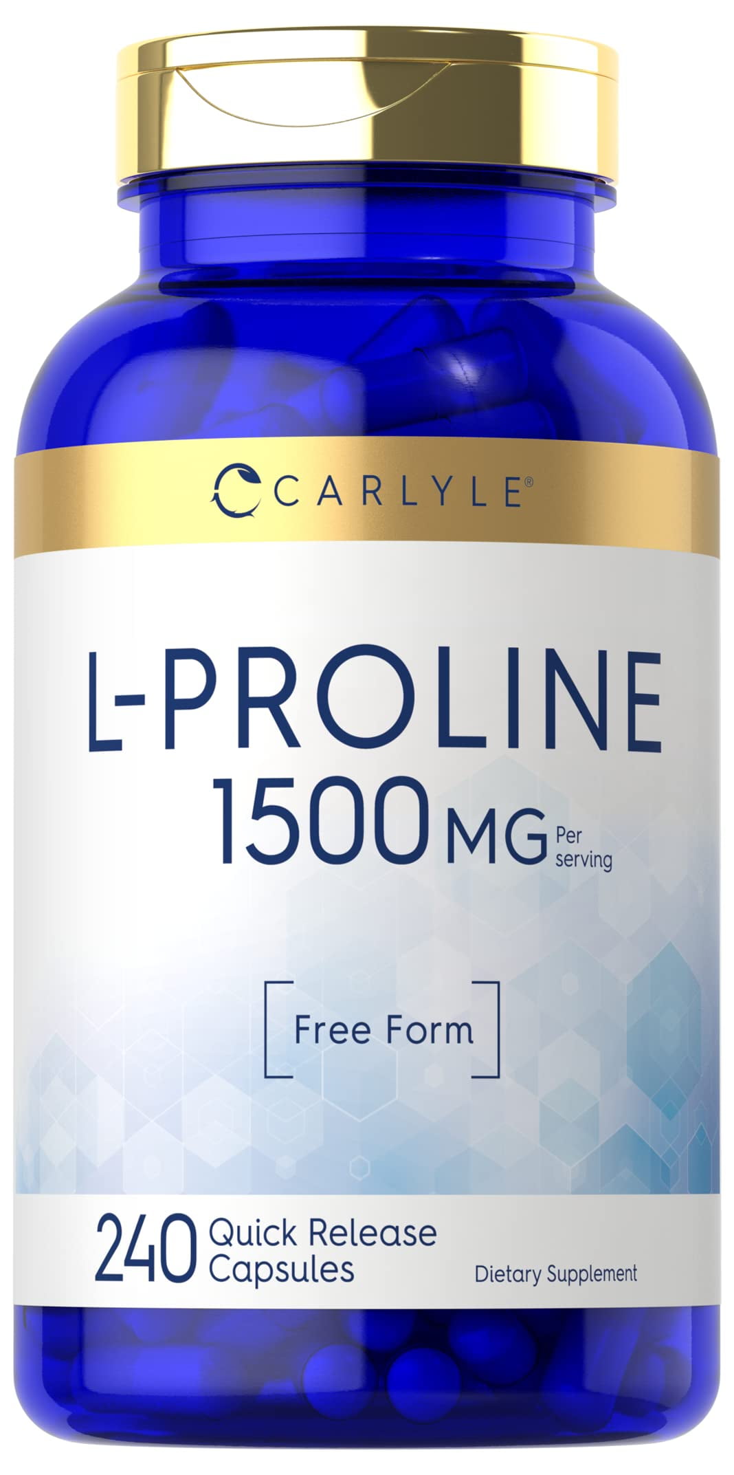 Suplemento Carlyle L-Proline 1500 mg 240 cápsulas en forma libre ...