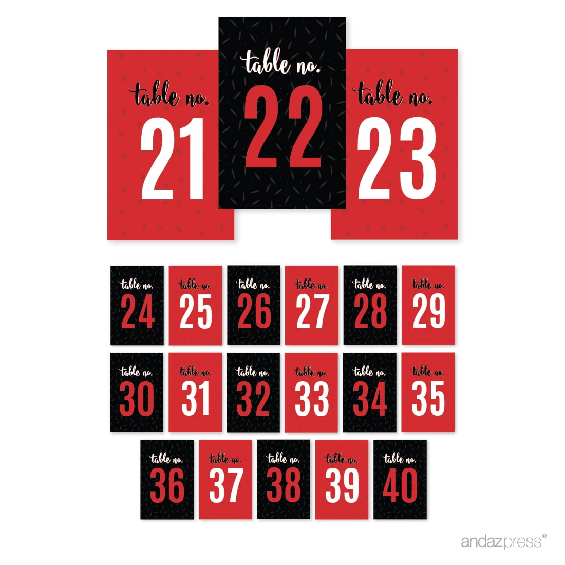 Signature Black, White, Red, Table Numbers 21-40, 4x6-inch - Walmart.com