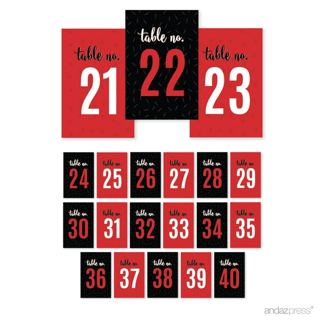 Signature Black, White, Red, Table Numbers 21-40, 4x6-inch - Walmart.com