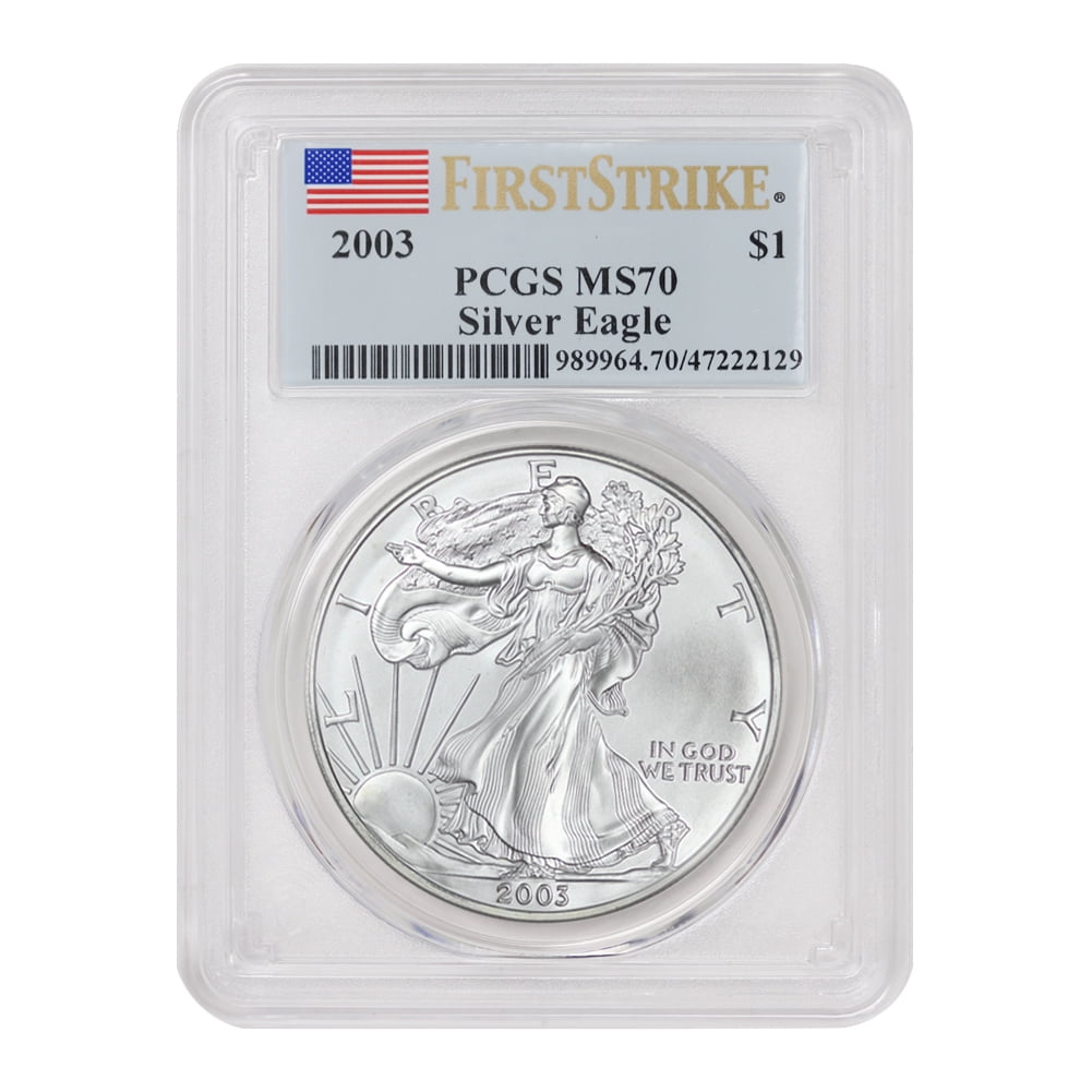2003 $1 Silver Eagle PCGS MS70 First Strike Flag Label U.S. Mint coin - Walmart.com