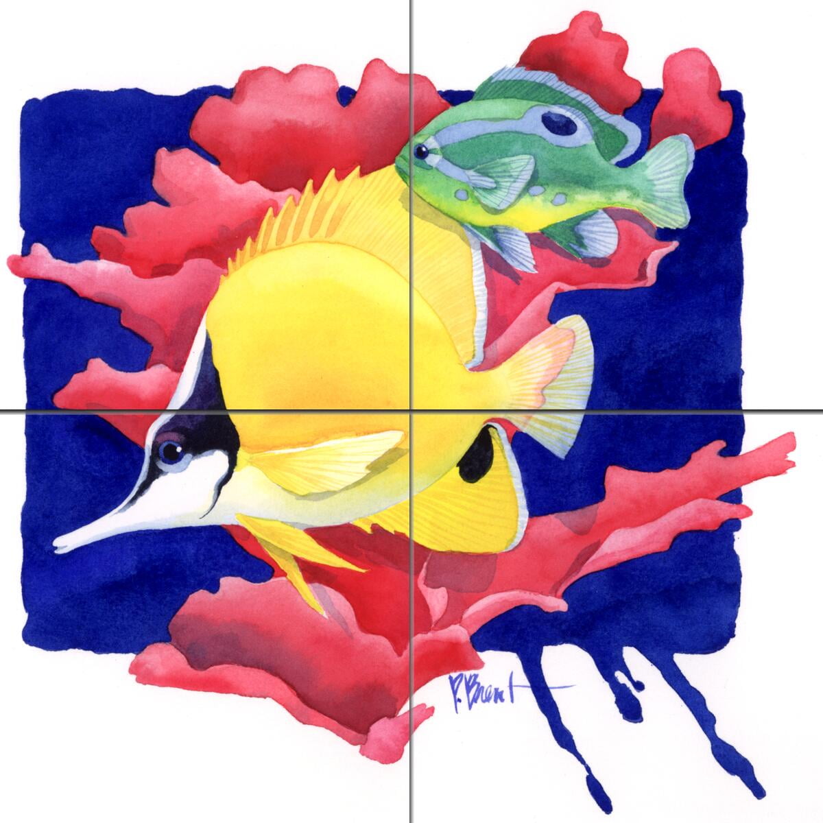 Tile Mural Bathroom Backsplash - PB- Forceps Butterfly Fish - by Paul ...