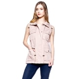PacificPlex Womens Sleeveless Hooded Cargo Utility Vest, Small, Blush ...
