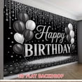 Black Silver Luxury Happy Birthday Backdrop, Adult Party Decoration ...