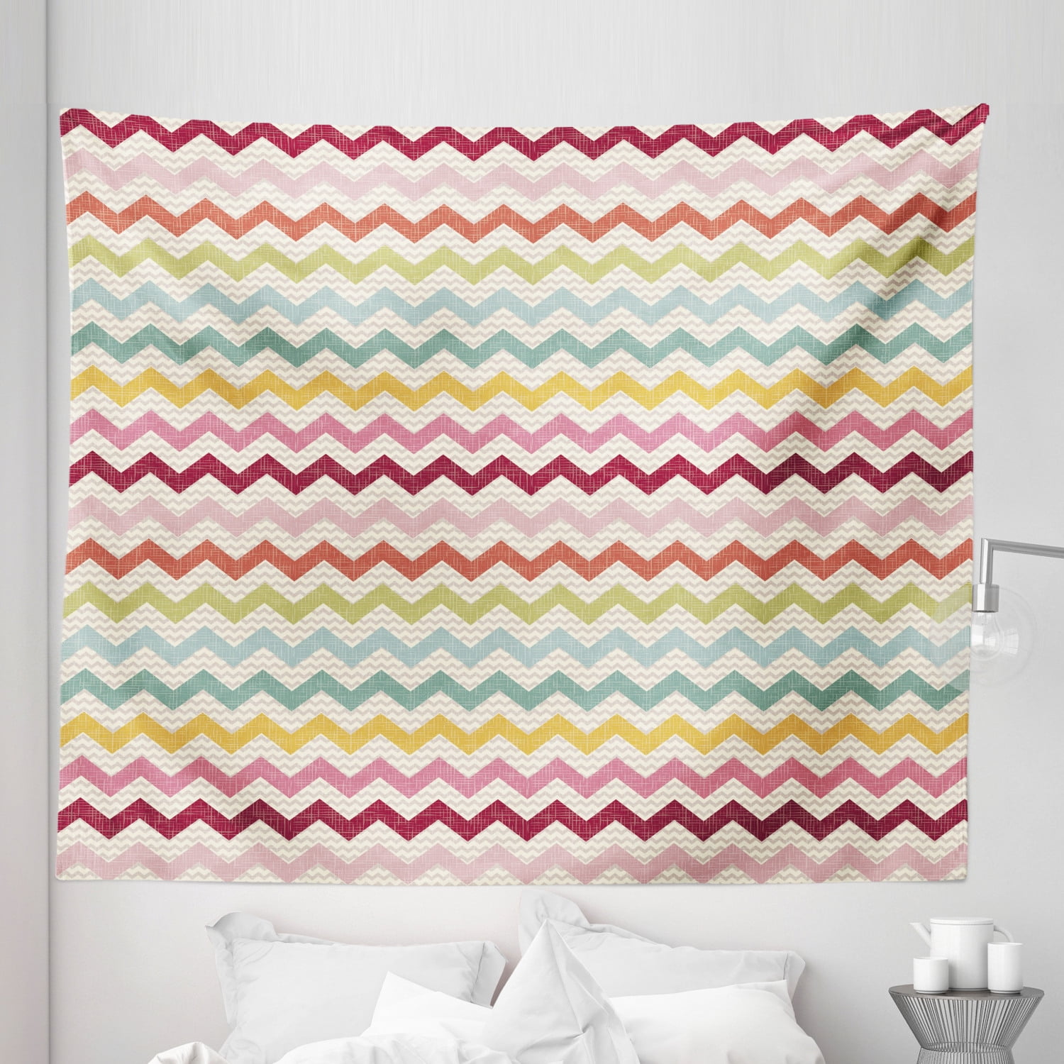 Chevron Tapestry, Boho Style Old Fashioned Symmetrical Chevron Lines ...