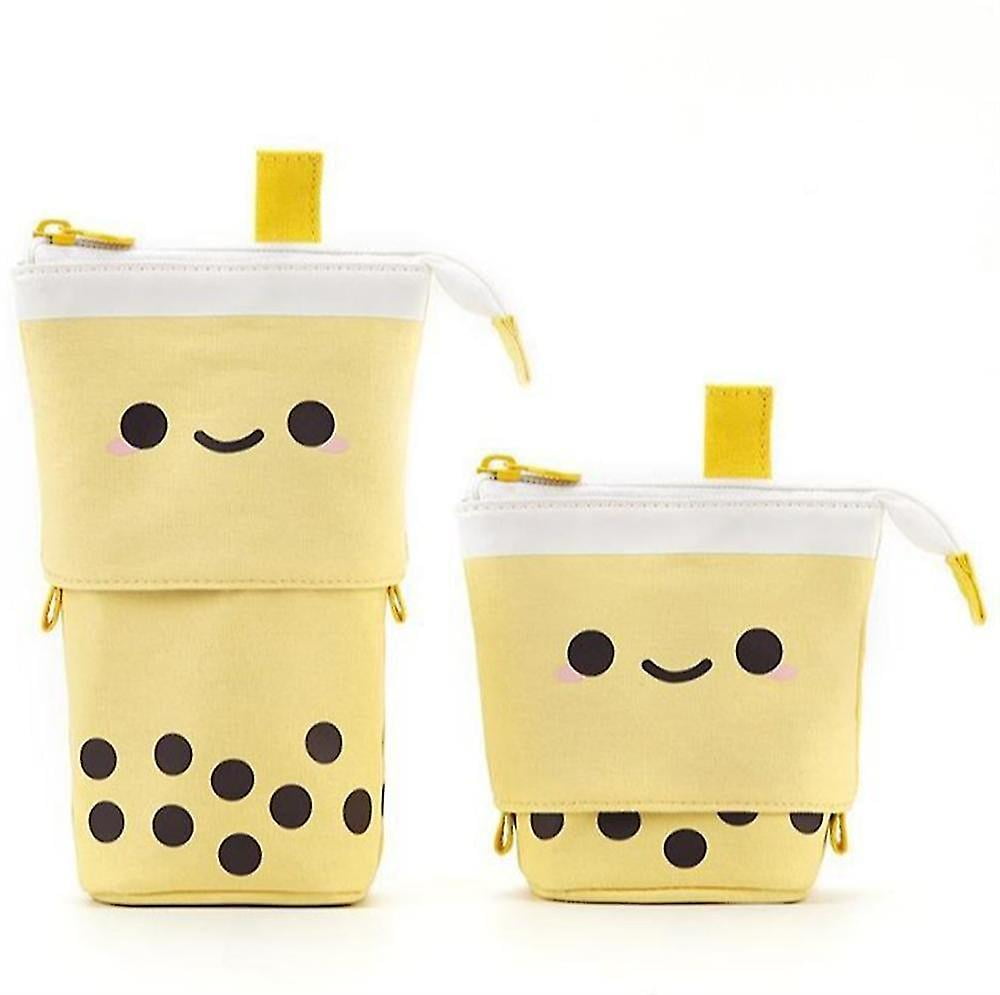 4Colors Cute Milk Tea Fold Standing Pencil Case Students Stationery ...