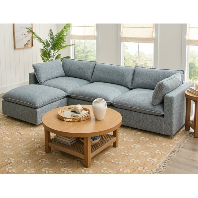 Better Homes & Gardens Weston 107.5" Cloud Modular Sectional Sofa, Blue ...