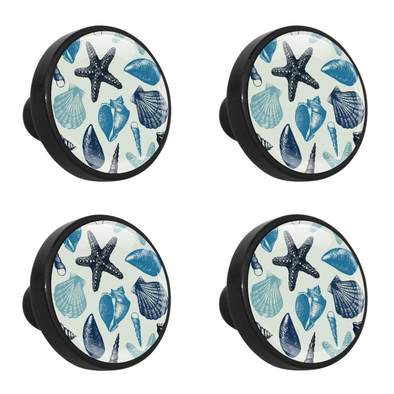 4 Pcs Sea Shells Knobs for Kitchen Cabinet Cupboard Dresser Bookcase Drawer Pulls Handles Round ...