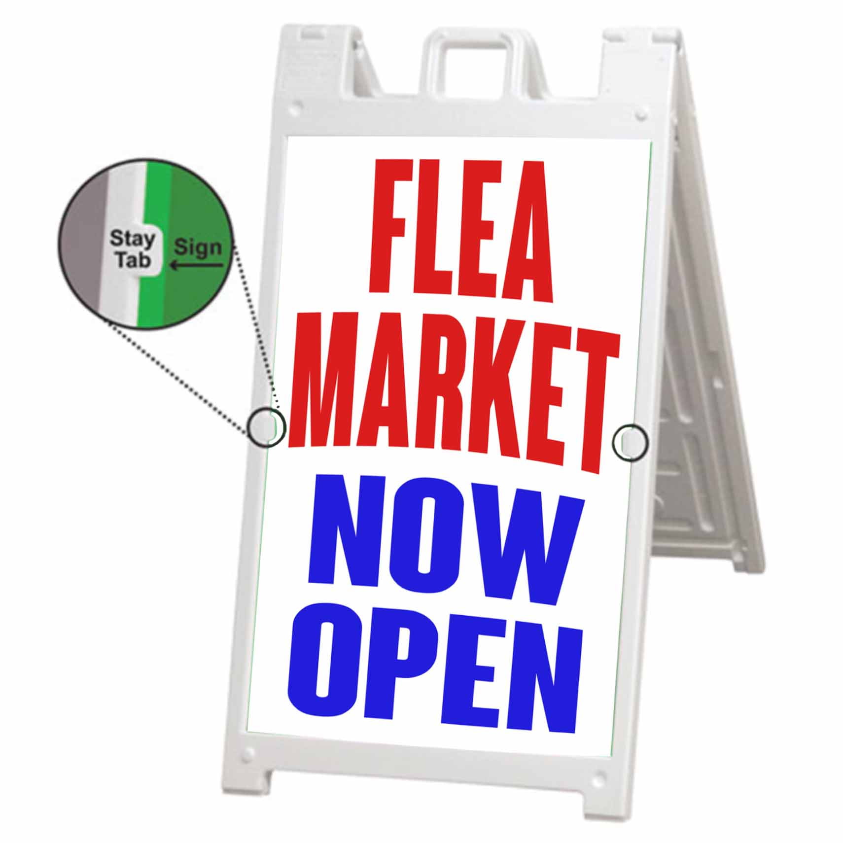 Flea Market Now Open (24" X 36") Deluxe A-Frame Signicade, Includes 2 ...
