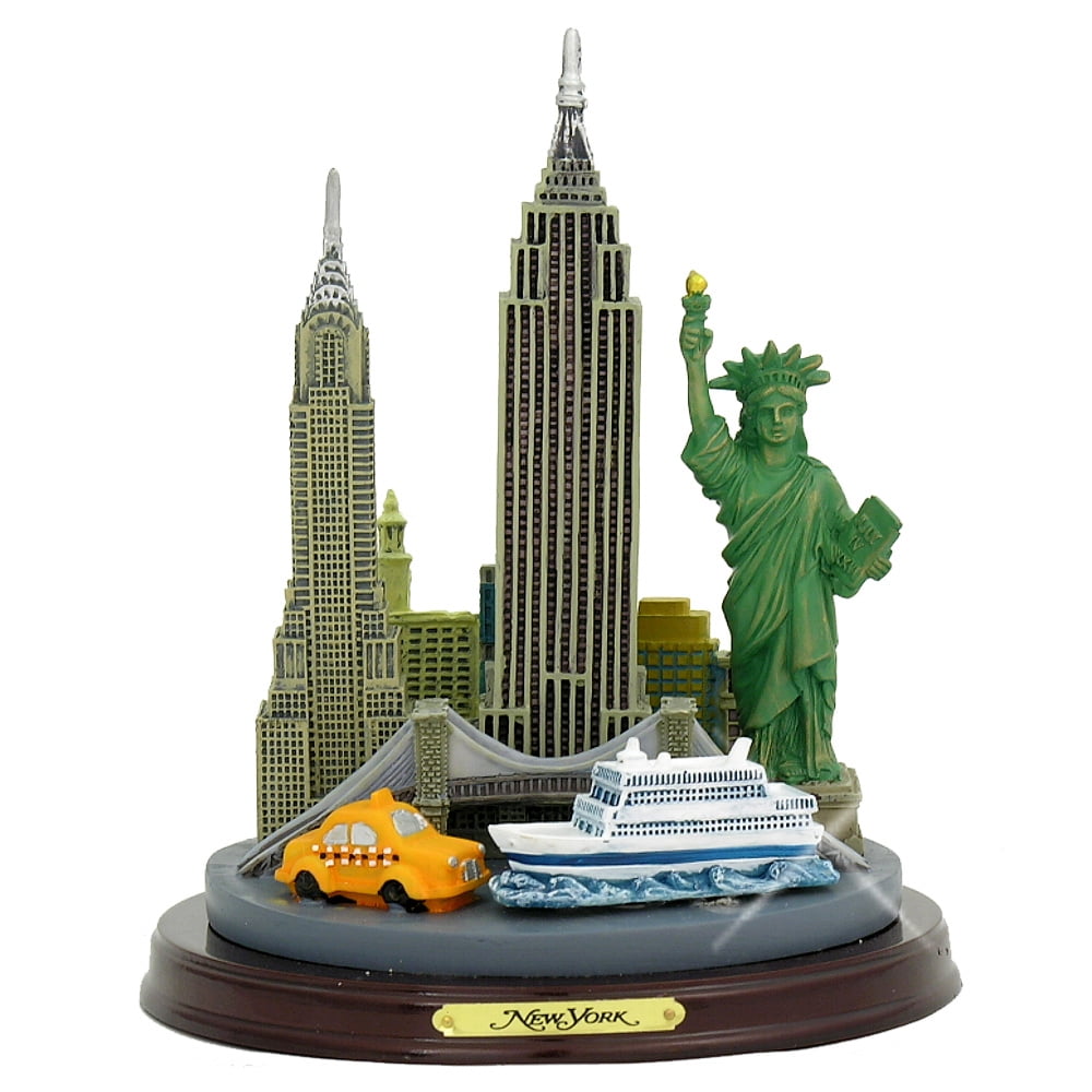7" Round New York City Skyline Model on Wooden Base - Walmart.com