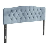 Castle Place Upholstered Tufted Headboard, Light Blue Velvet, King ...