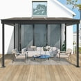 Gartooo 10' x 13' Outdoor Wall-Mounted Hardtop Gazebo, Aluminum Frame ...
