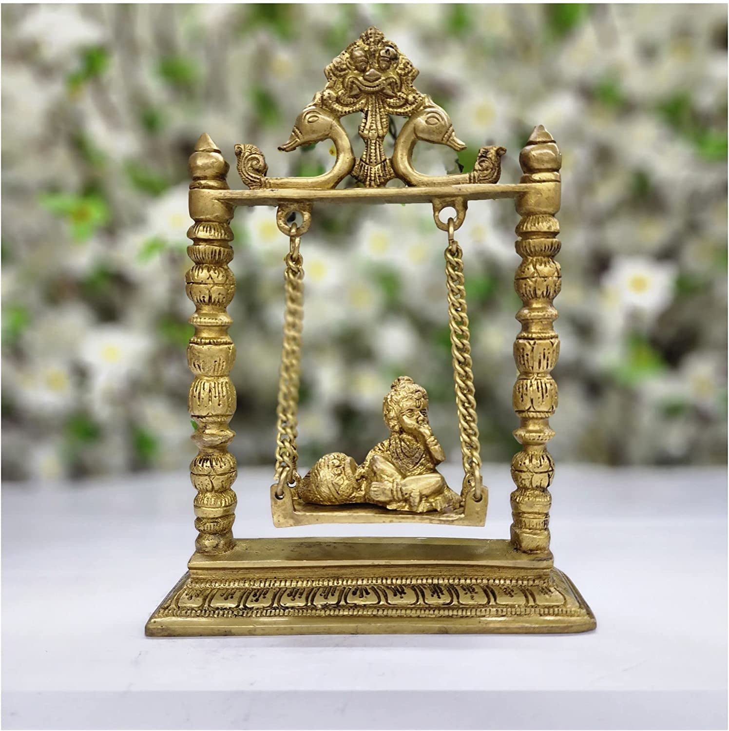 Brass Lord Krishna on Swing Baby Krishna on Jhula Indian God Statue ...