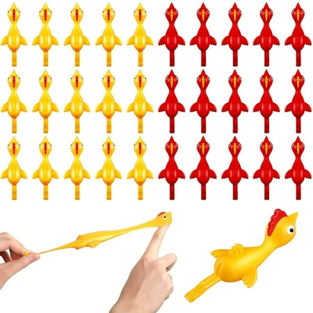 30 Pieces Slingshot Chicken Funny Rubber Flicking Chicken Toy Ejection ...