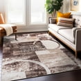 Contemporary Abstract Circle Design Soft Area Rug 10' x 14' Brown ...
