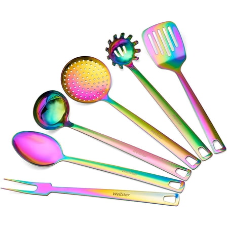 Kitchen Utensil Set, 6 Pcs Rainbow Cooking Utensil Set – Durable 304 ...