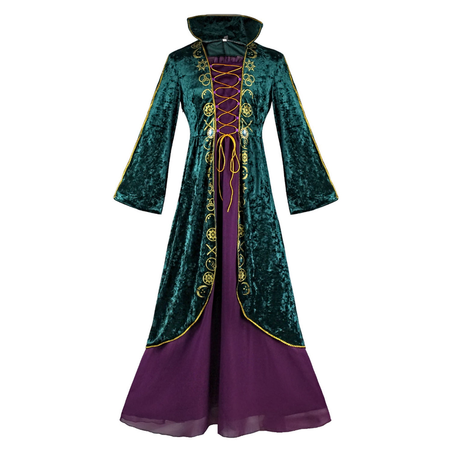 Populares Cospaly Costume Outfit Witch Dress Green Robe Uniform Full ...