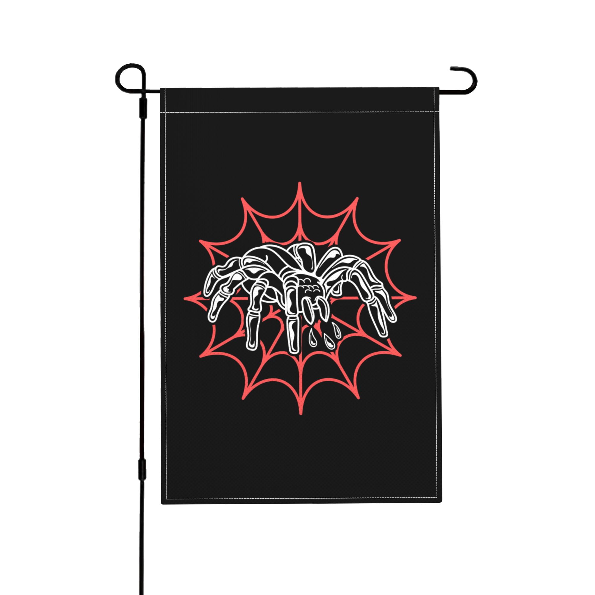 TEQUAN Halloween Cobweb Horror Spider Garden Flags, 18 x 12 inch Double ...