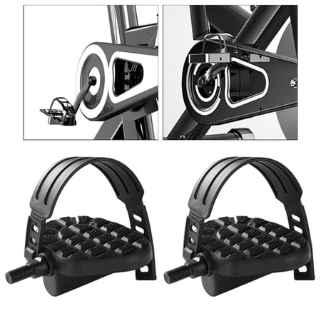 pitrice Exercise Bike Pedals with Adjustable Straps 1/2-Inch, 9/16-Inch ...