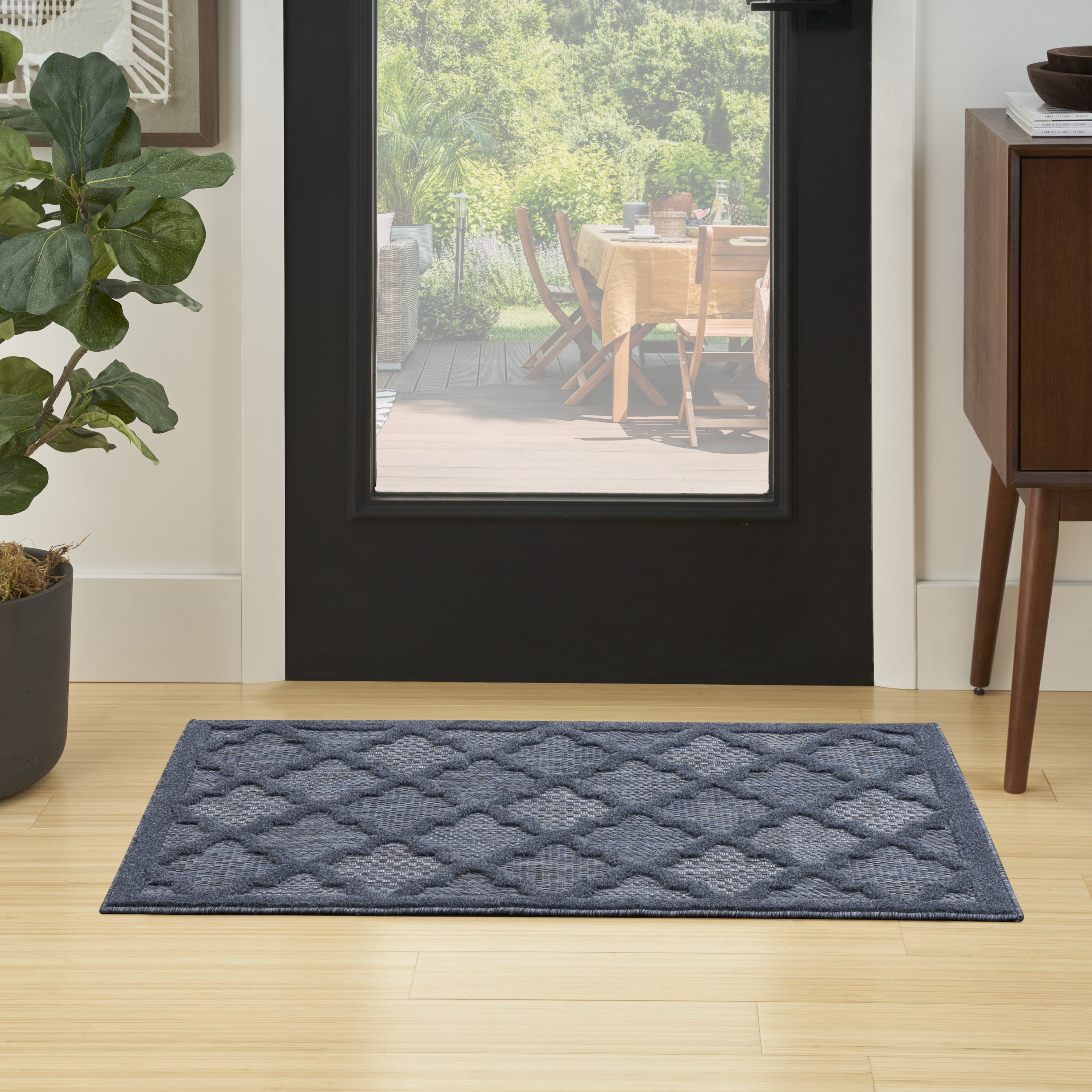 Nourison Easy Care Indoor/Outdoor Navy Blue 2' x 4' Area Rug, (2x4 ...