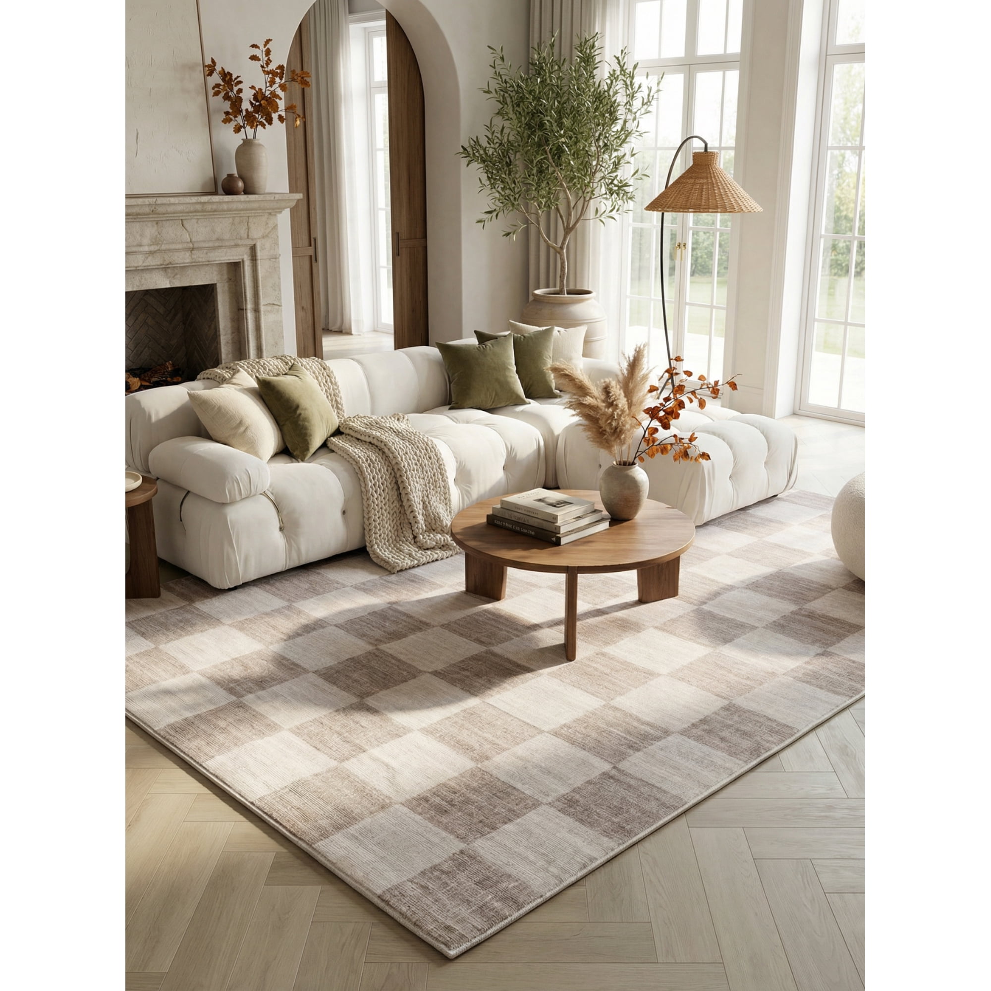Click here for Rug Branch Eclipse Checkered Indoor Area Rug  Beig... prices