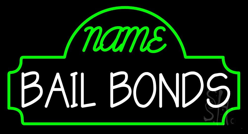 Custom Bail Bonds LED Neon Sign 13 x 24 - inches, Black Square Cut ...