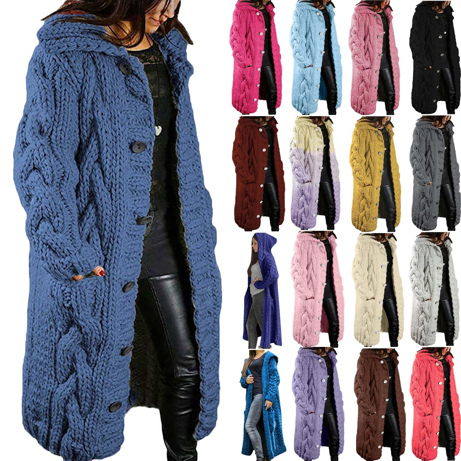 Click here for Yoeyez Womens Mid Length Hooded Cardigans Sherpa S... prices