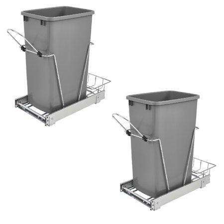 Rev A Shelf Single 35 Quart Sliding Pull Out Waste Bin Container (2 ...